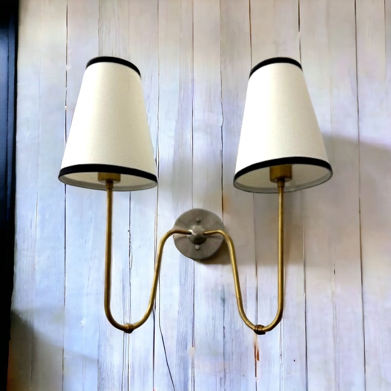 Elegance Double Arm Wall Sconce, Raw Brass Dual Lights Wall Lamp ...