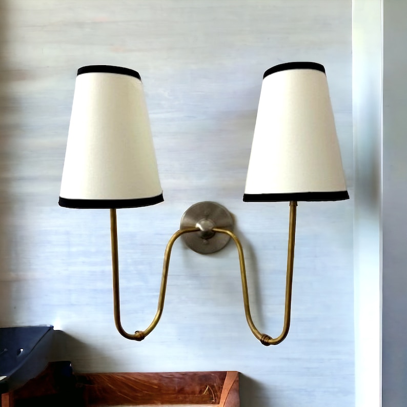 Elegance Double Arm Wall Sconce, Raw Brass Dual Lights Wall Lamp ...