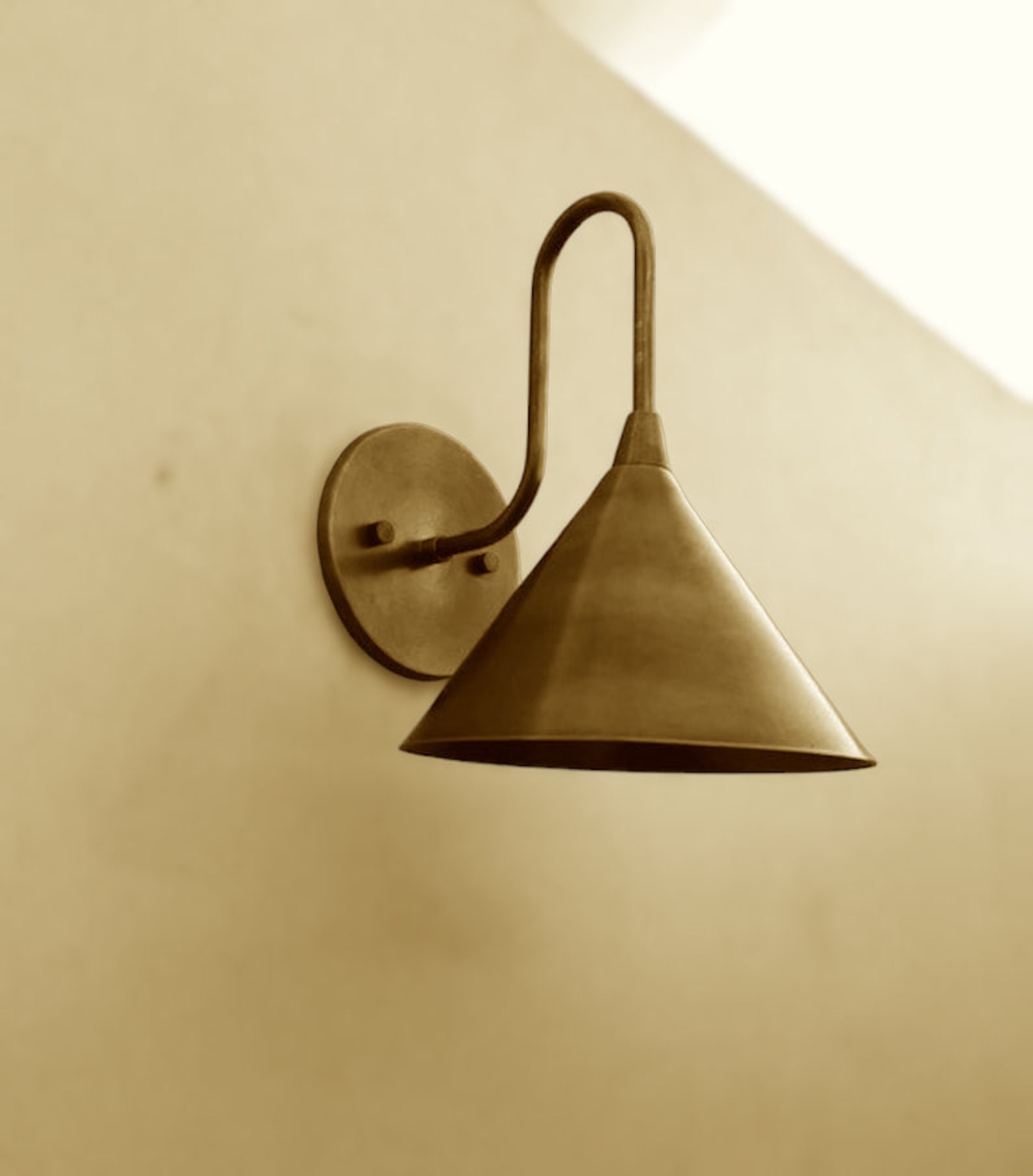 Raw Brass Wall Sconce Lighting, Solid Brass Wall Sconce, Mid Century ...