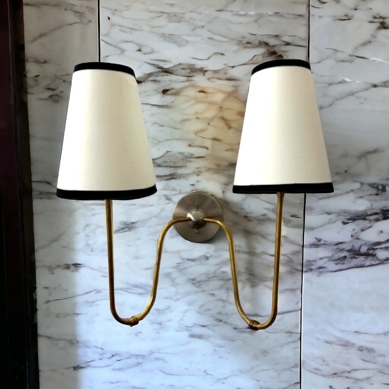 Elegance Double Arm Wall Sconce, Raw Brass Dual Lights Wall Lamp ...