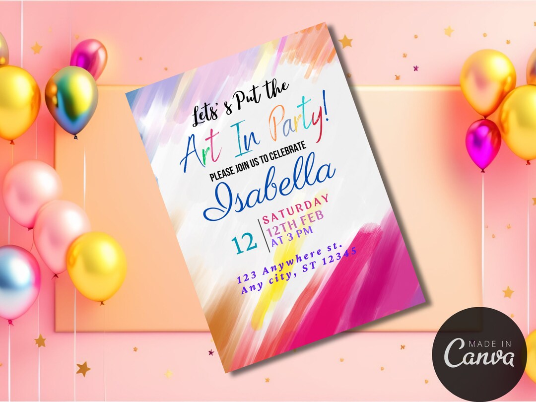 Editable Art Birthday Party, Digital Editable Download ,craft Party ...
