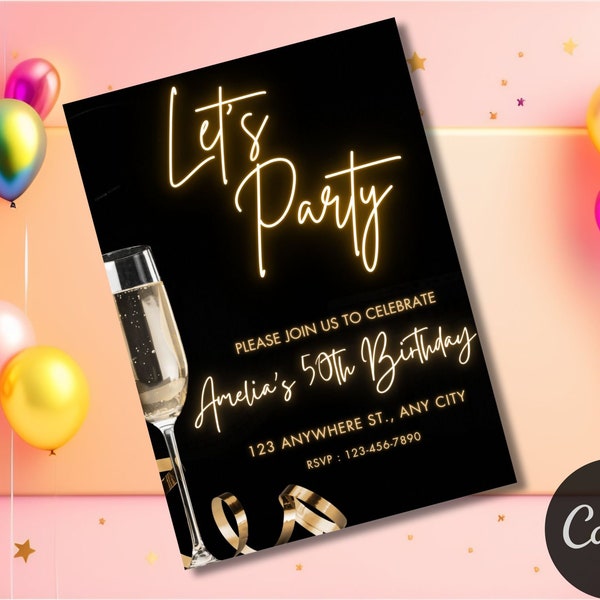 Champagne Invitation - Etsy