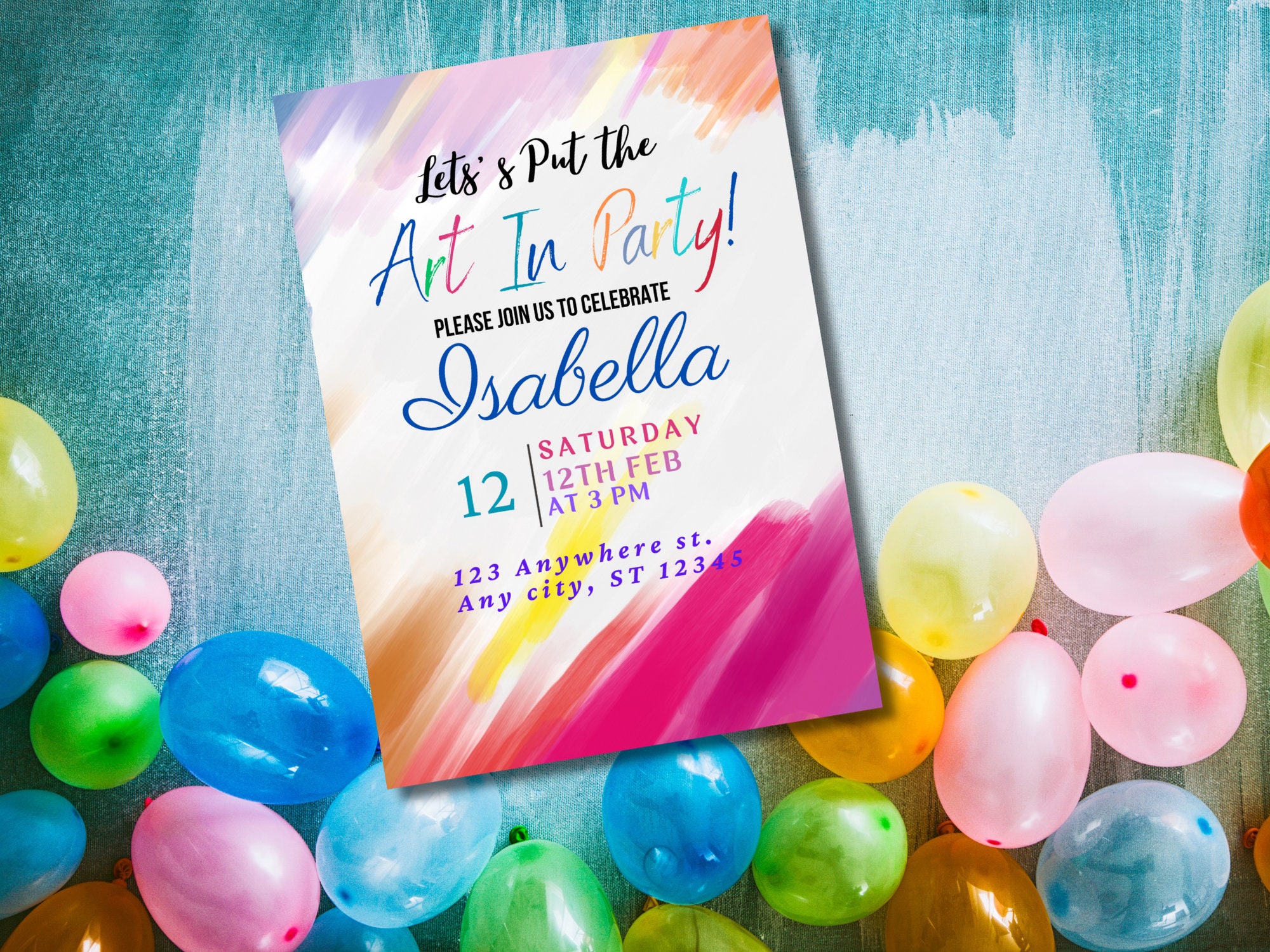 Editable Art Birthday Party, Digital Editable Download ,craft Party ...