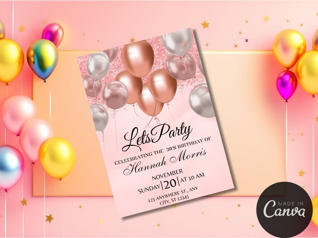 Editable Party Invitation for Women, Printable Card, Party Invite ...