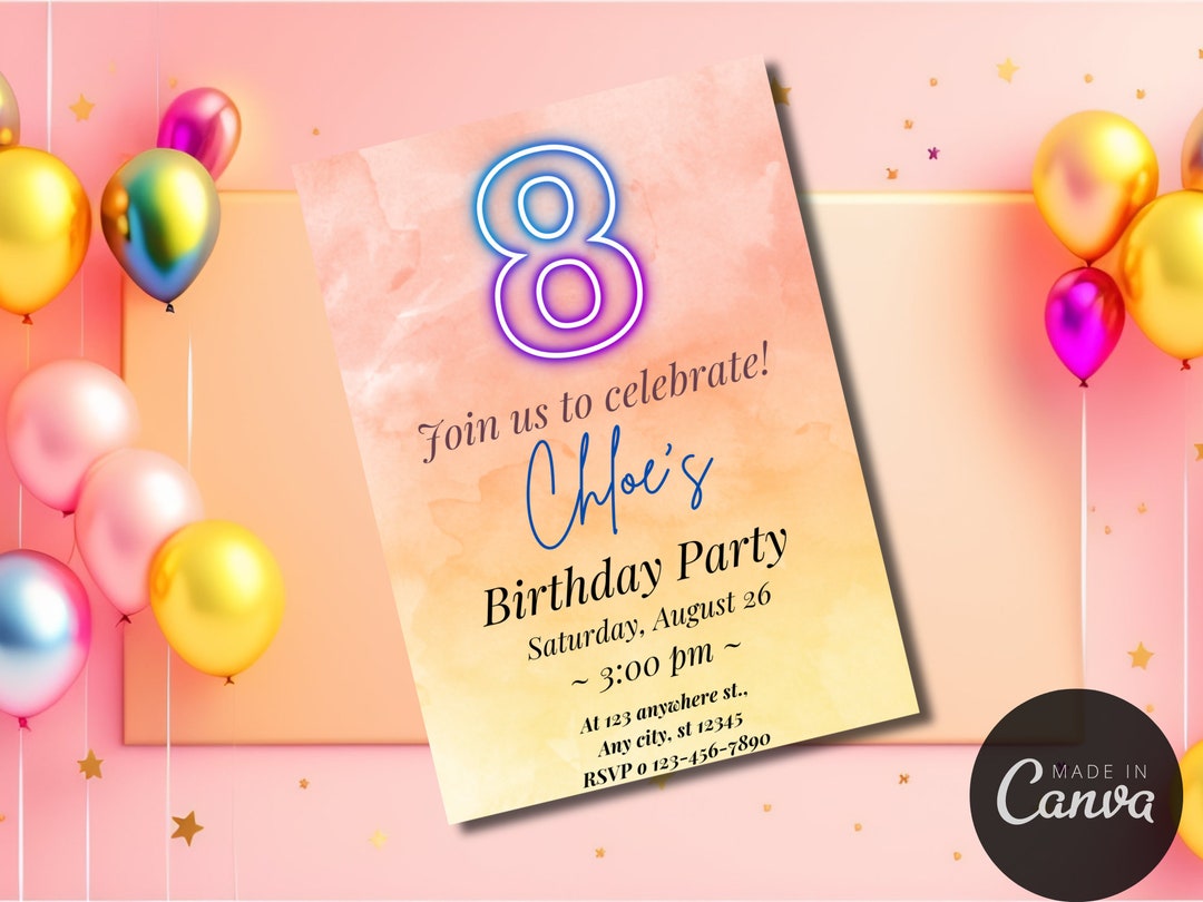 Rainbow Birthday Invitation Colorful Watercolor, Rainbow Birthday ...