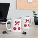 Vintage Inspired Cherry Mug With a Bow 11 Ounces ~ White Ceramic Coffee ...
