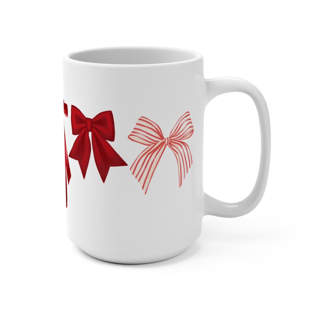 Coquette Bow Mug - 15oz Red Ceramic Cup, Perfect Gift for Bow Lovers ...