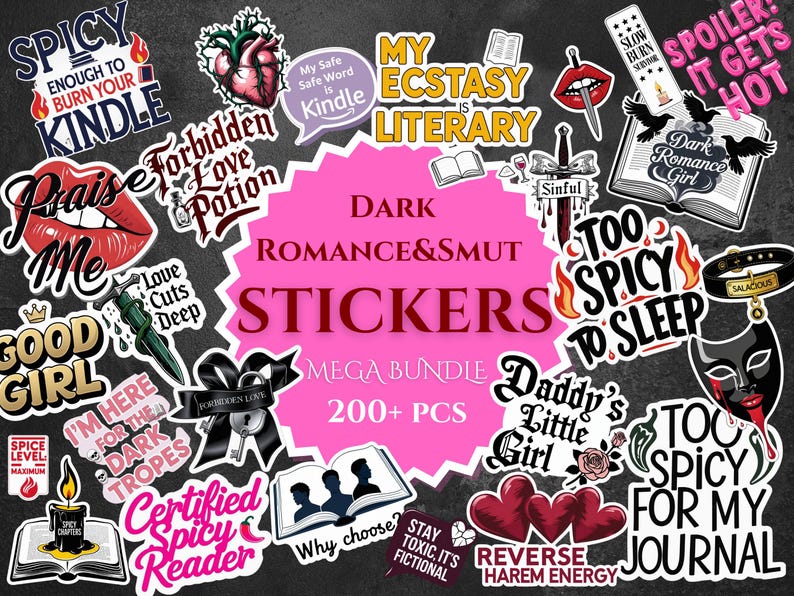 Mega 200+ Dark Romance Digital Sticker Bundle – High-res PNG ...