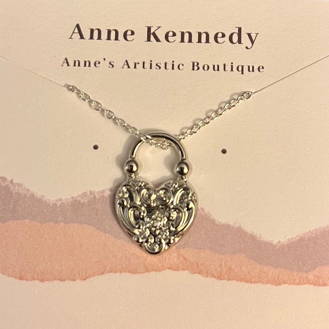 Heart and Lock 16 Inch Silver Necklace With a Silver Heart / Lock ...