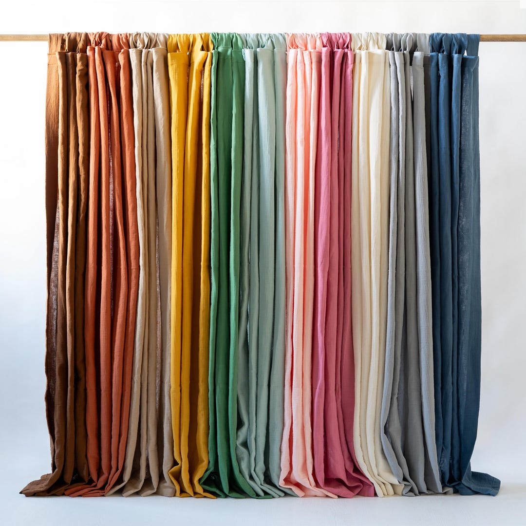 69 Color Organic Cotton Semi Sheer Curtains: Boho Style, Custom Size - Etsy