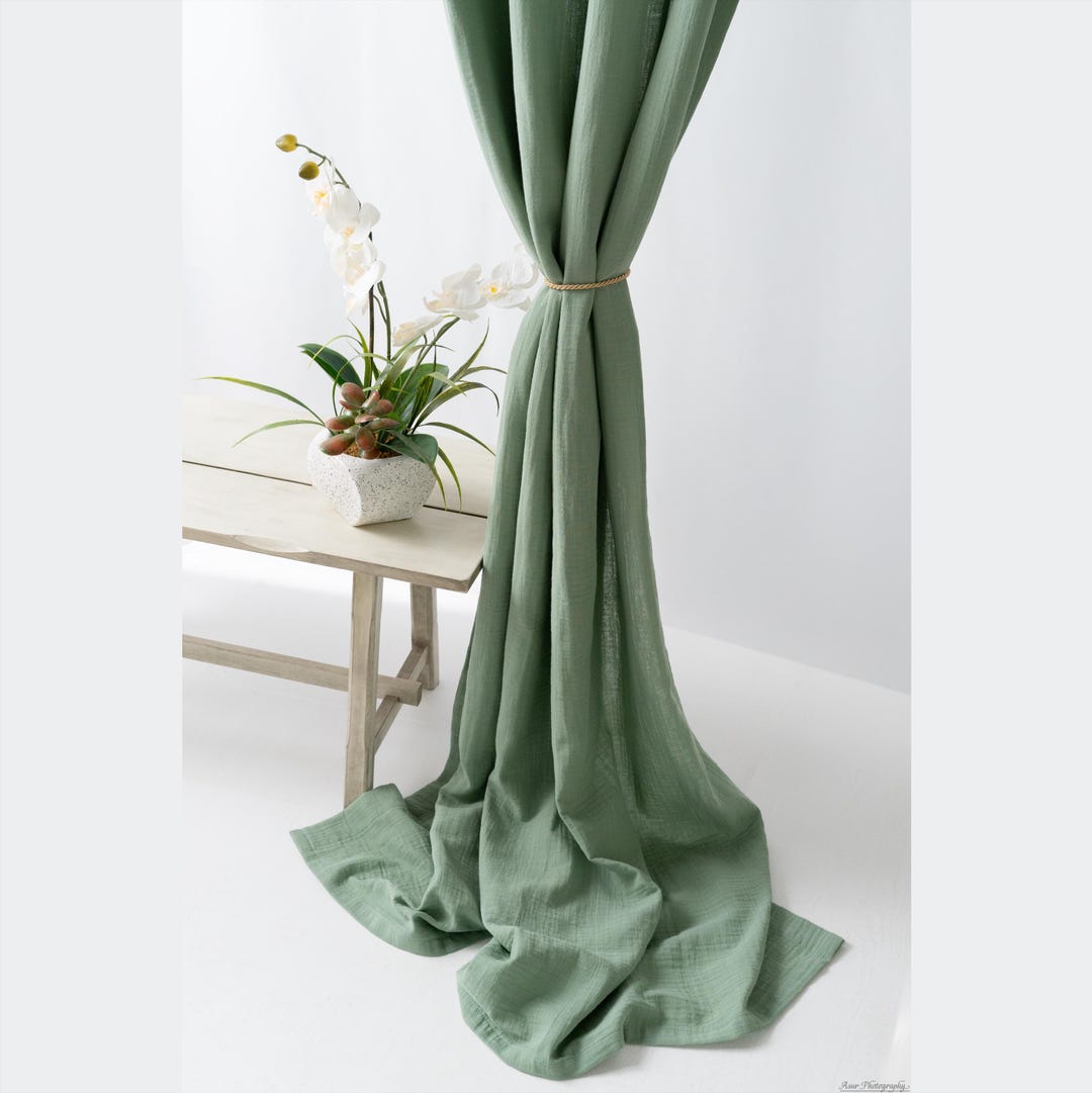 Sage Green Boho Curtains, Sage Green Soft Curtains, Green Boho Curtains ...