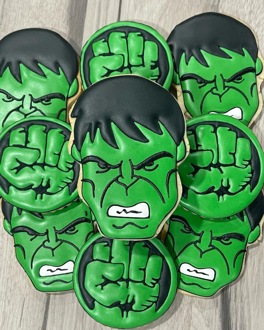 12 Hulk-themed Decorated Sugar Cookies - Unleash the Sweet Fury - Etsy