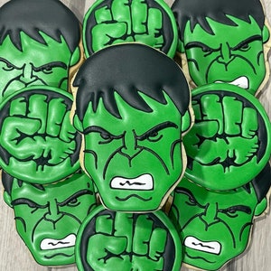 12 Hulk-themed Decorated Sugar Cookies - Unleash the Sweet Fury - Etsy