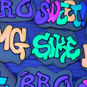 Neon Glow in the Dark Graffiti Cookies - One Dozen - Etsy