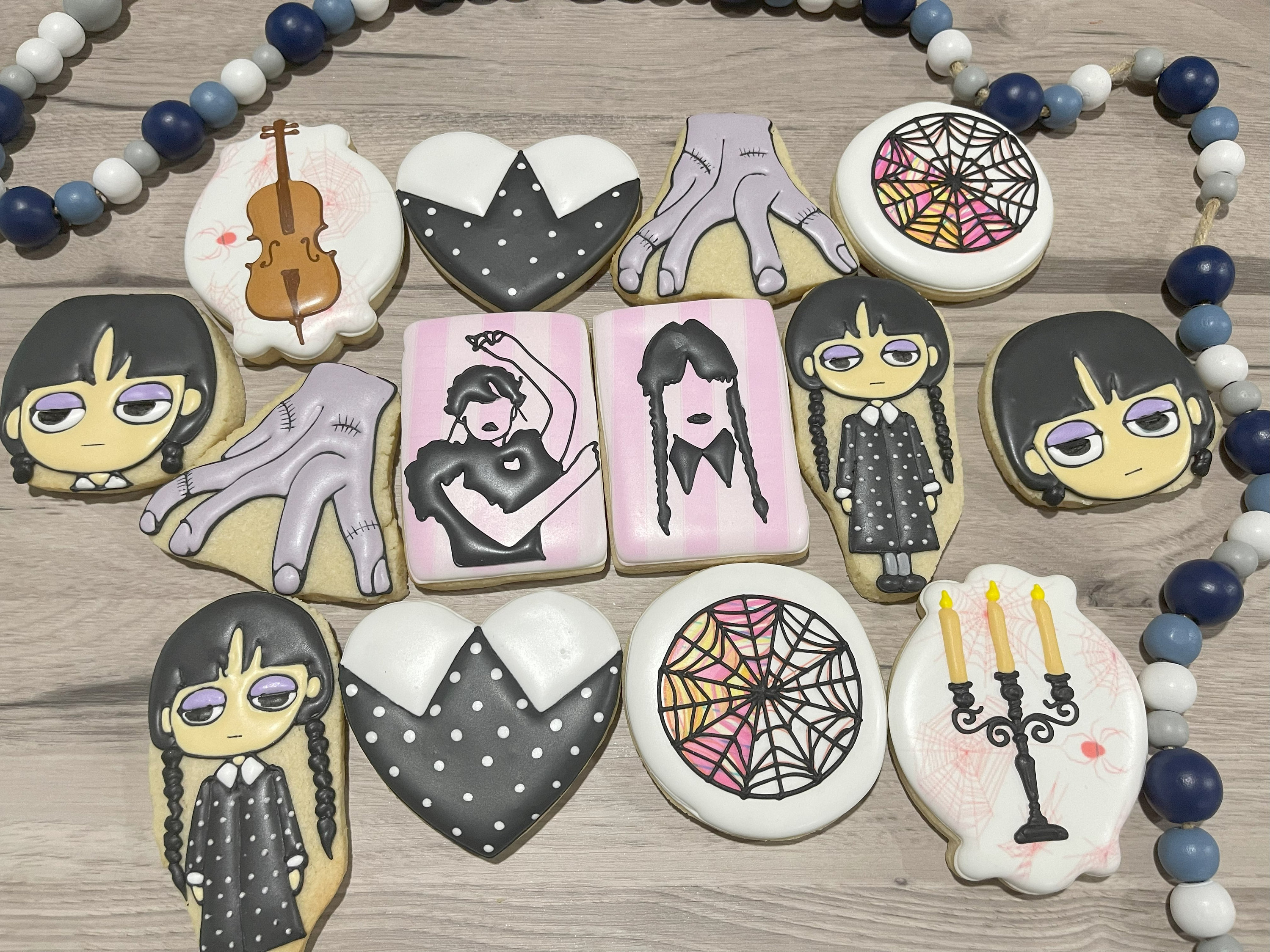 Wednesday Addams Sugar Cookies Set of 12 Deliciously Dark Delights - Etsy