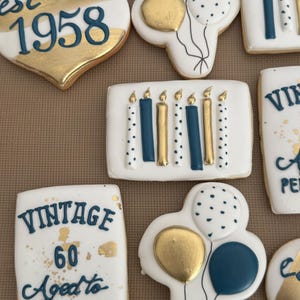 Vintage Birthday Decorated Sugar Cookies – Set of 12 - Etsy