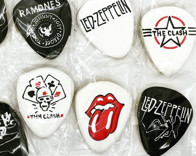 24 Large Guitar Picks Rock Band Name Custom Cookies, Personalized ...