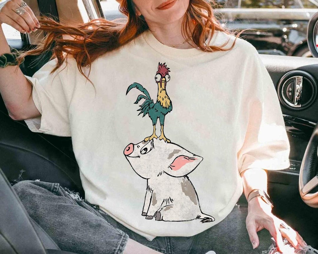 Vintage Disney Pixar Moana Pua Pig Hei Hei Rooster Comfort Colors T ...