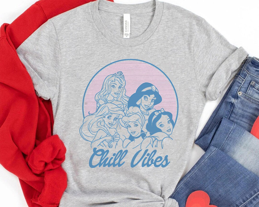 Retro Disney Princesses Chill Vibes Comfort Colors Shirt, Cinderella ...