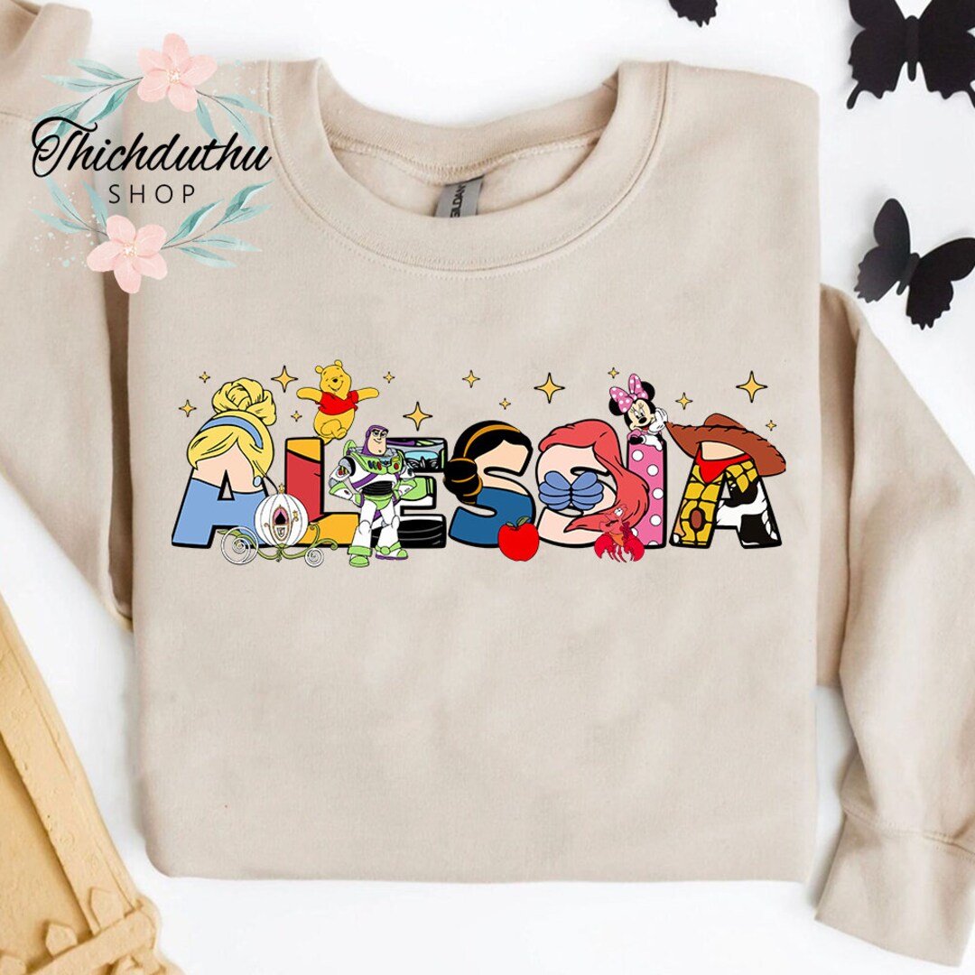 Custom Name Mashup Disney Princesses Comfort Colors Shirt, Personalized ...