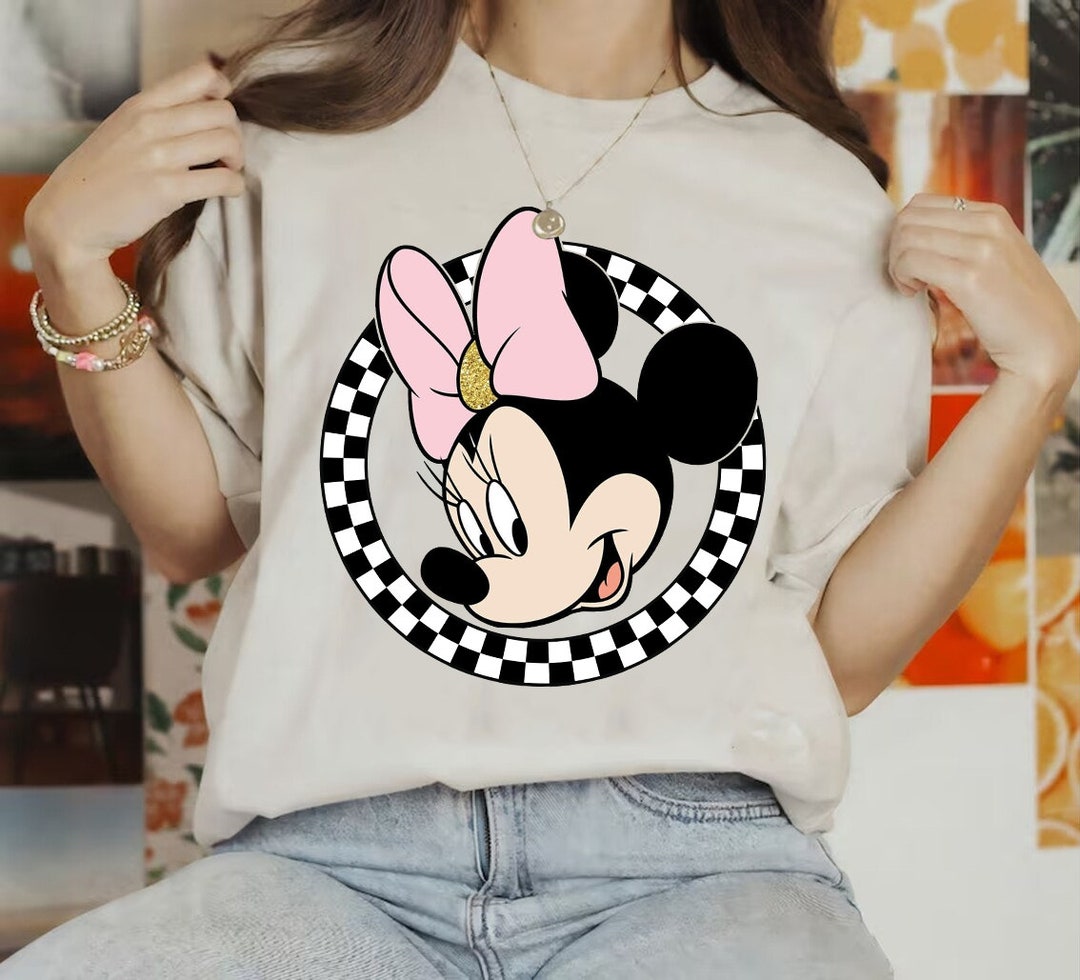 Minnie Mouse Head Shot Checkered Comfort Colors Shirt, Magic Kingdom ...