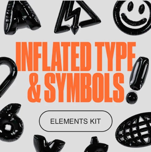 Inflated Type & Symbols Digital Design Font Letters and Images for ...
