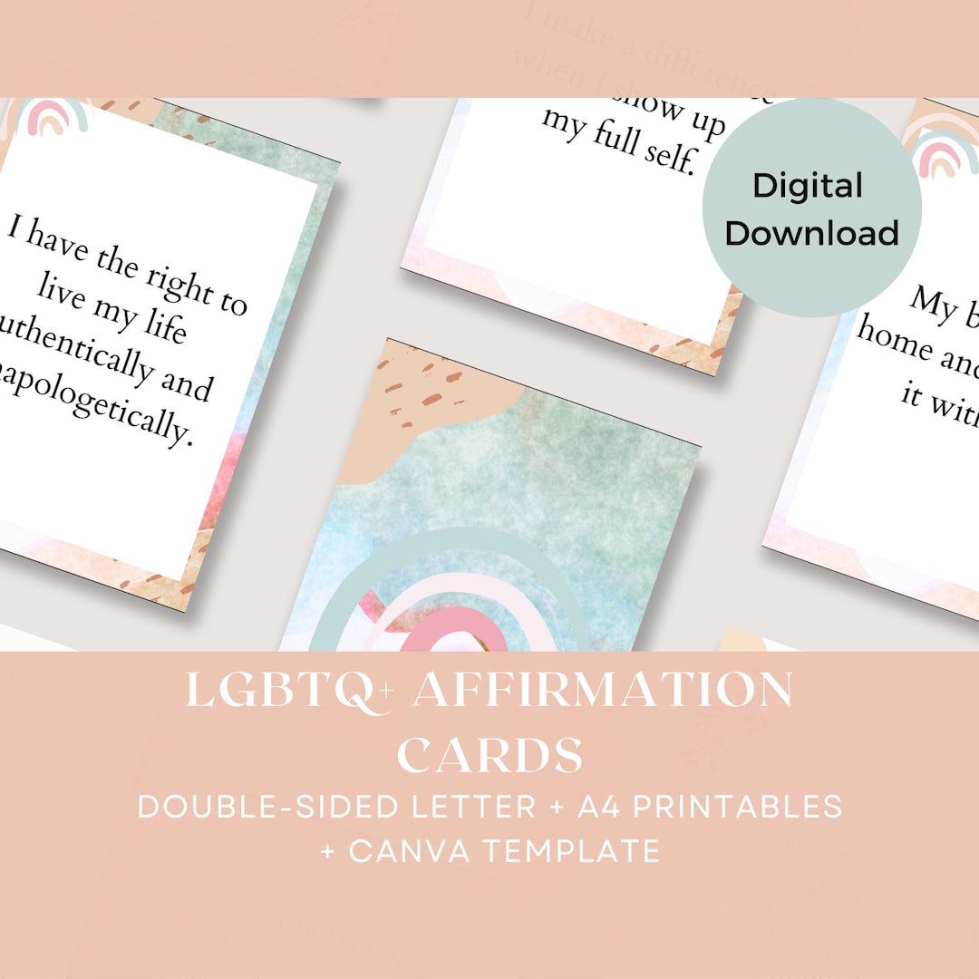 LGBTQ+ Positive Affirmation Cards, Gay Quotes, Queer Self-love Cards ...