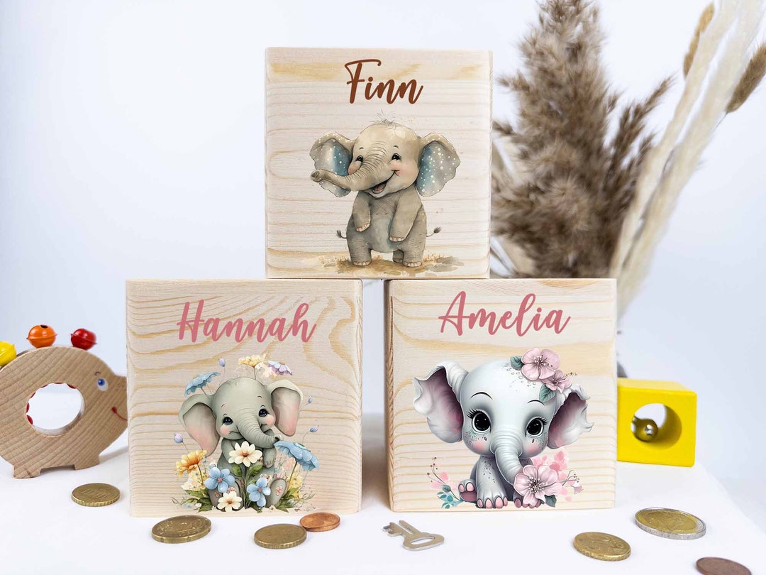 Money Box Child, Elephant Money Box Personalized, Money Box Name, Money ...