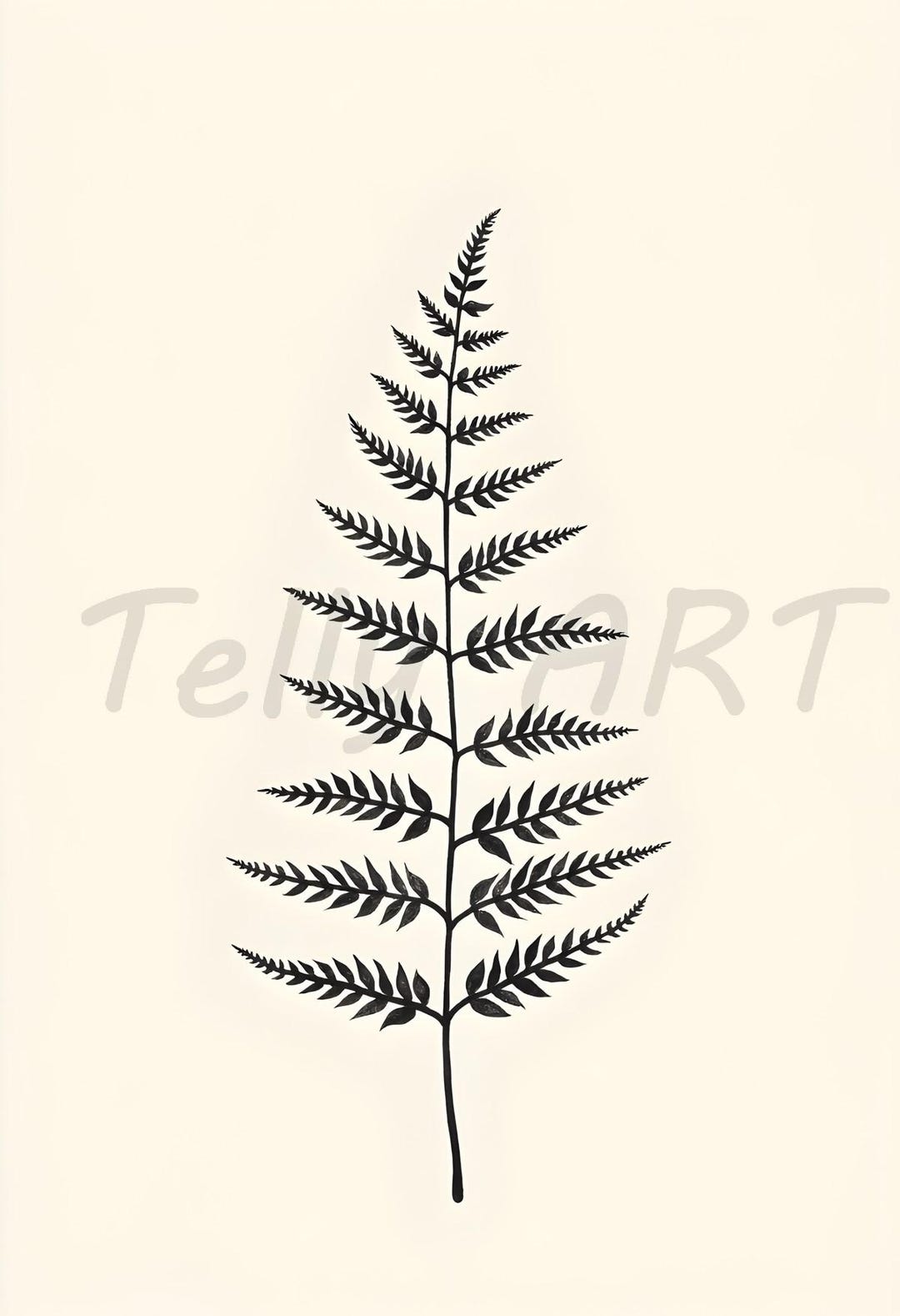 Fern Line Art – Scandinavian Minimalist Botanical Drawing, Black Line ...