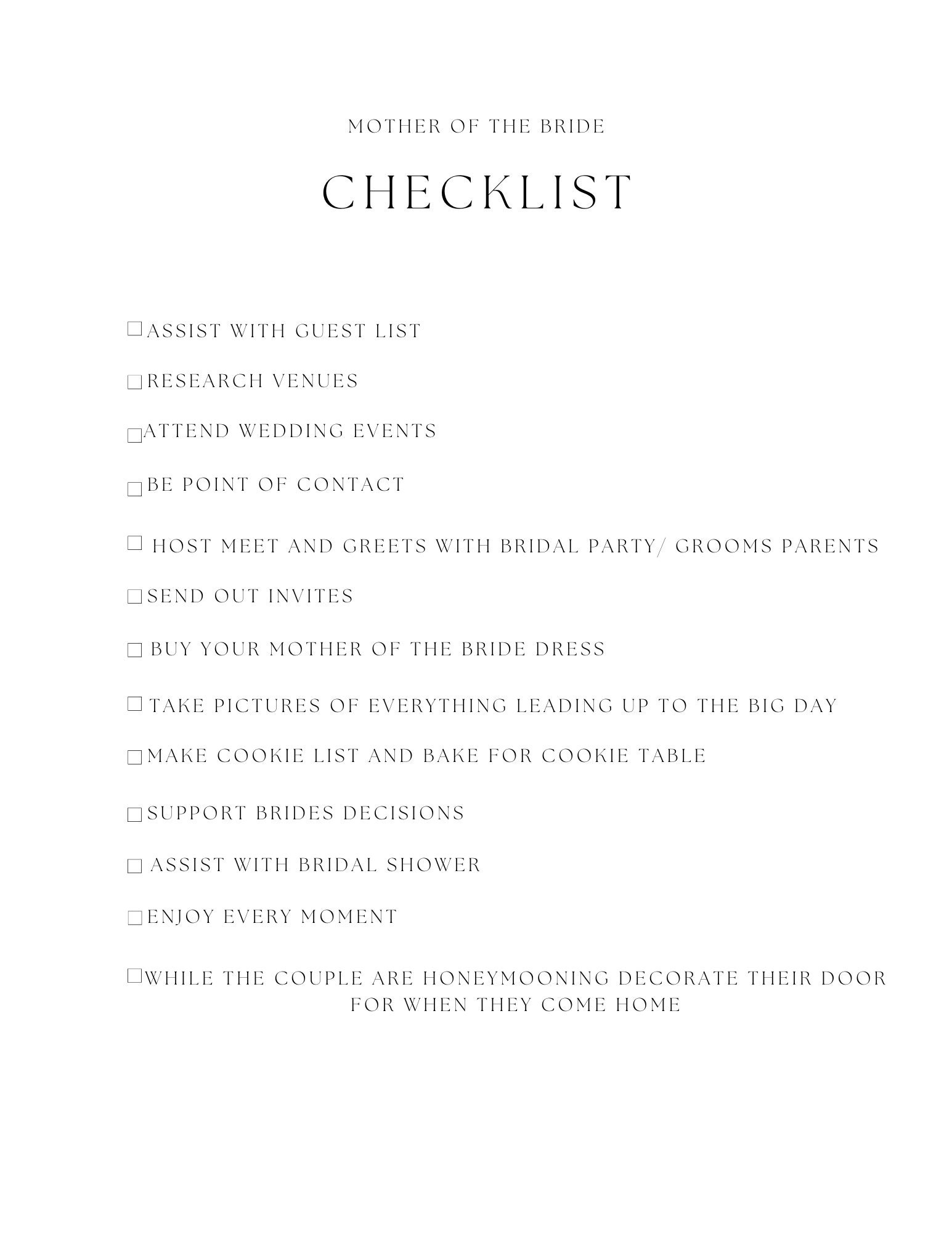 Mother of the Bride Checklist - Etsy