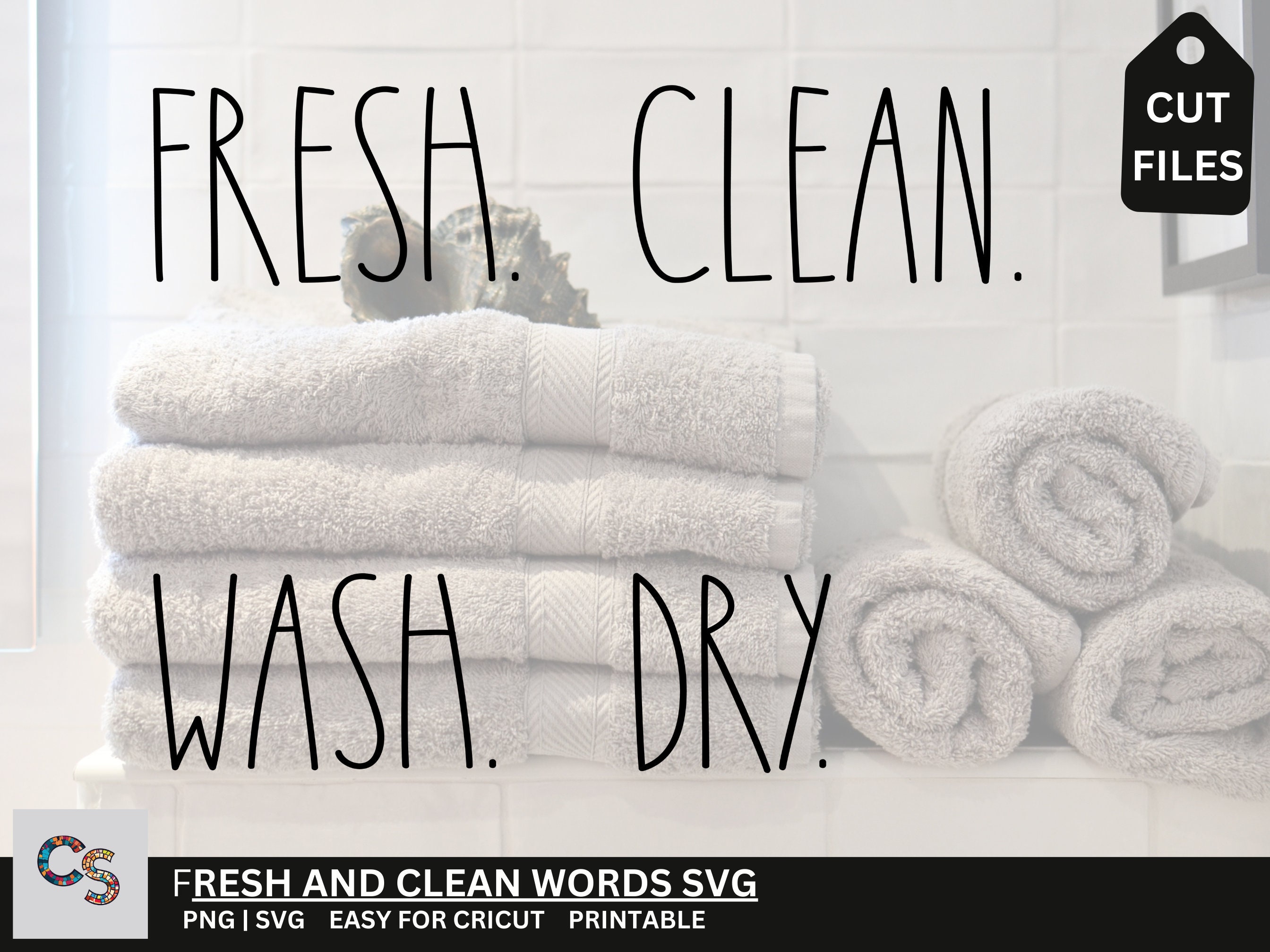 Fresh Clean Wash Dry Words SVG for Hand Towel Kitchen and - Etsy