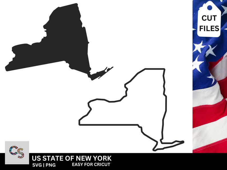 New York State Silhouette SVG+PNG for Cricut Crafts - USA Digital Cut ...