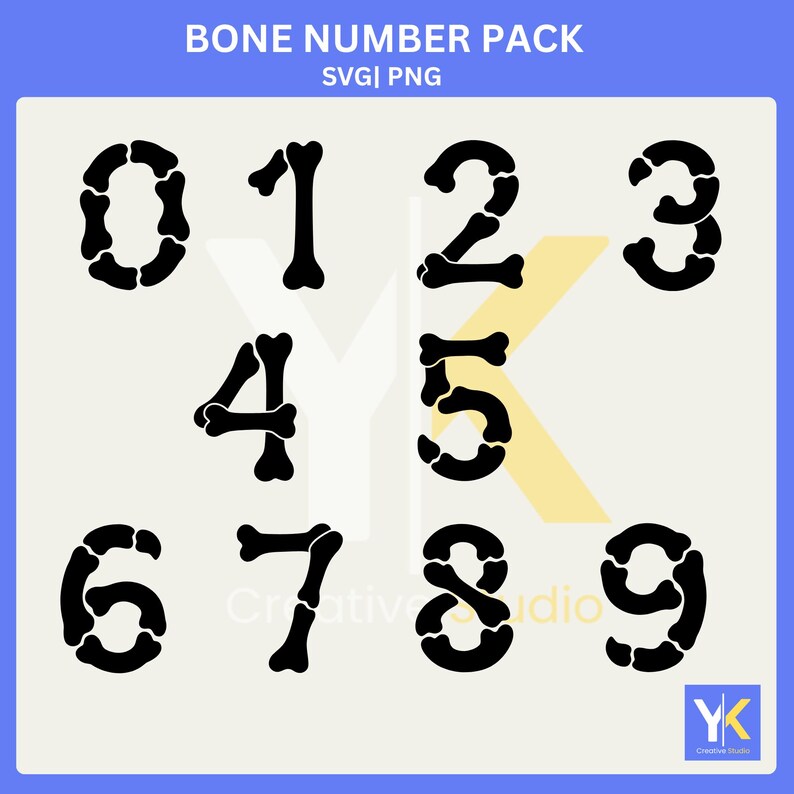Bone Numbers SVG Bundle | Spooky Skeleton Font (digital Download ...