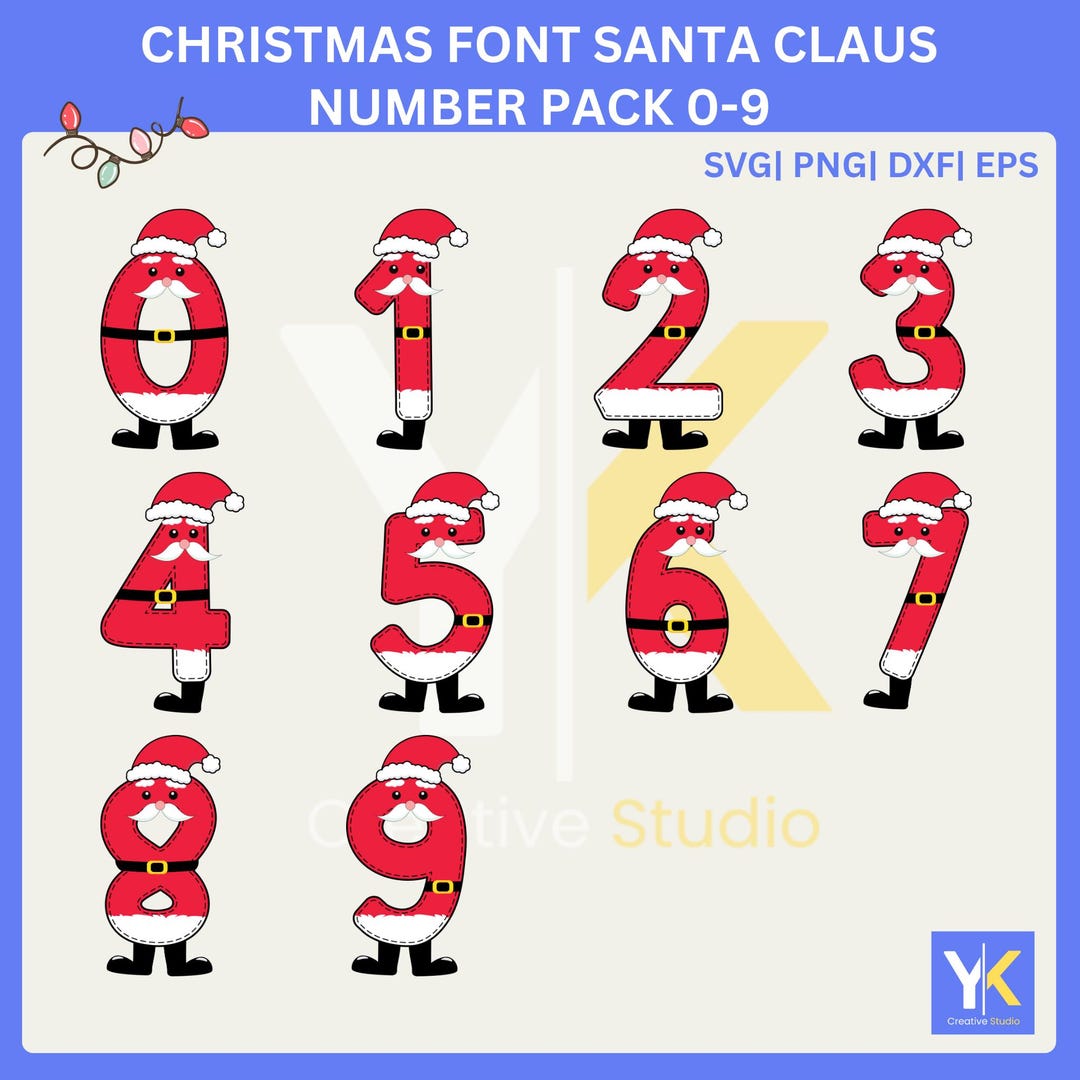 Santa Claus Numbers SVG | Christmas Cricut Font (0-9) - Etsy UK