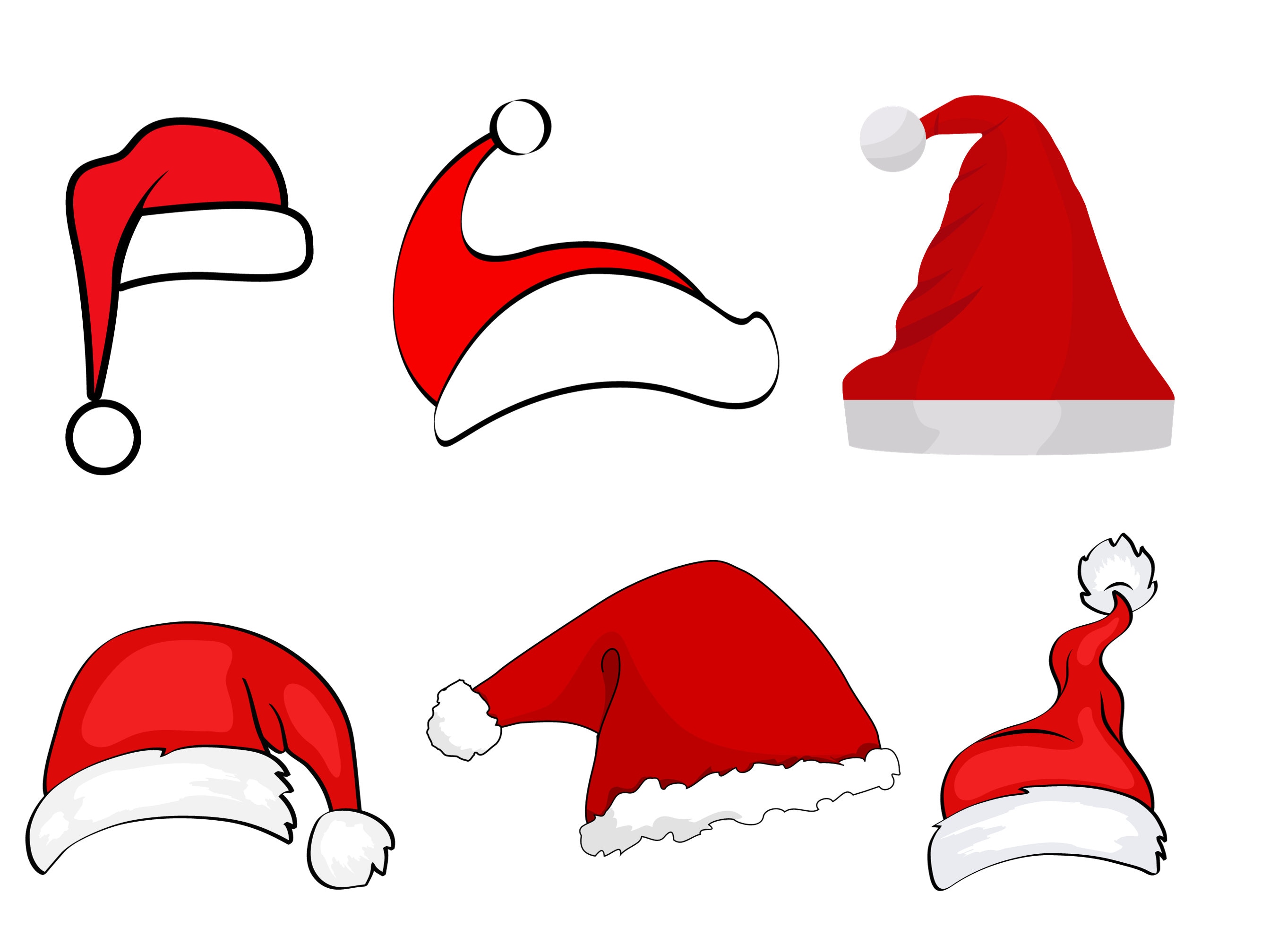 24 Santa Hat SVG Bundle - Christmas Clipart, Santa Cap Vector Set - Etsy