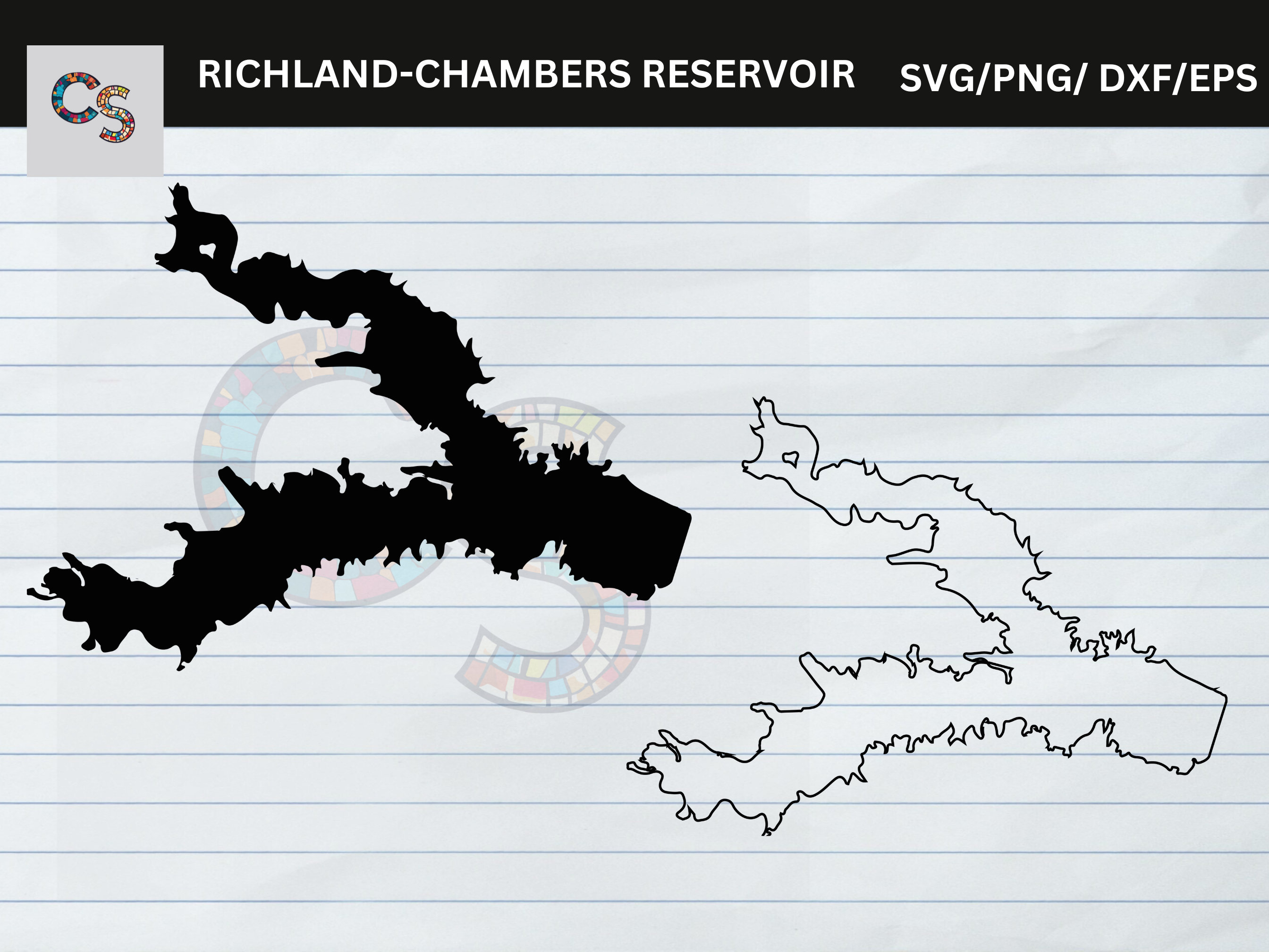 Richland-chambers Reservoir SVG Vector Graphic Texas Lake Map Shape Cut ...