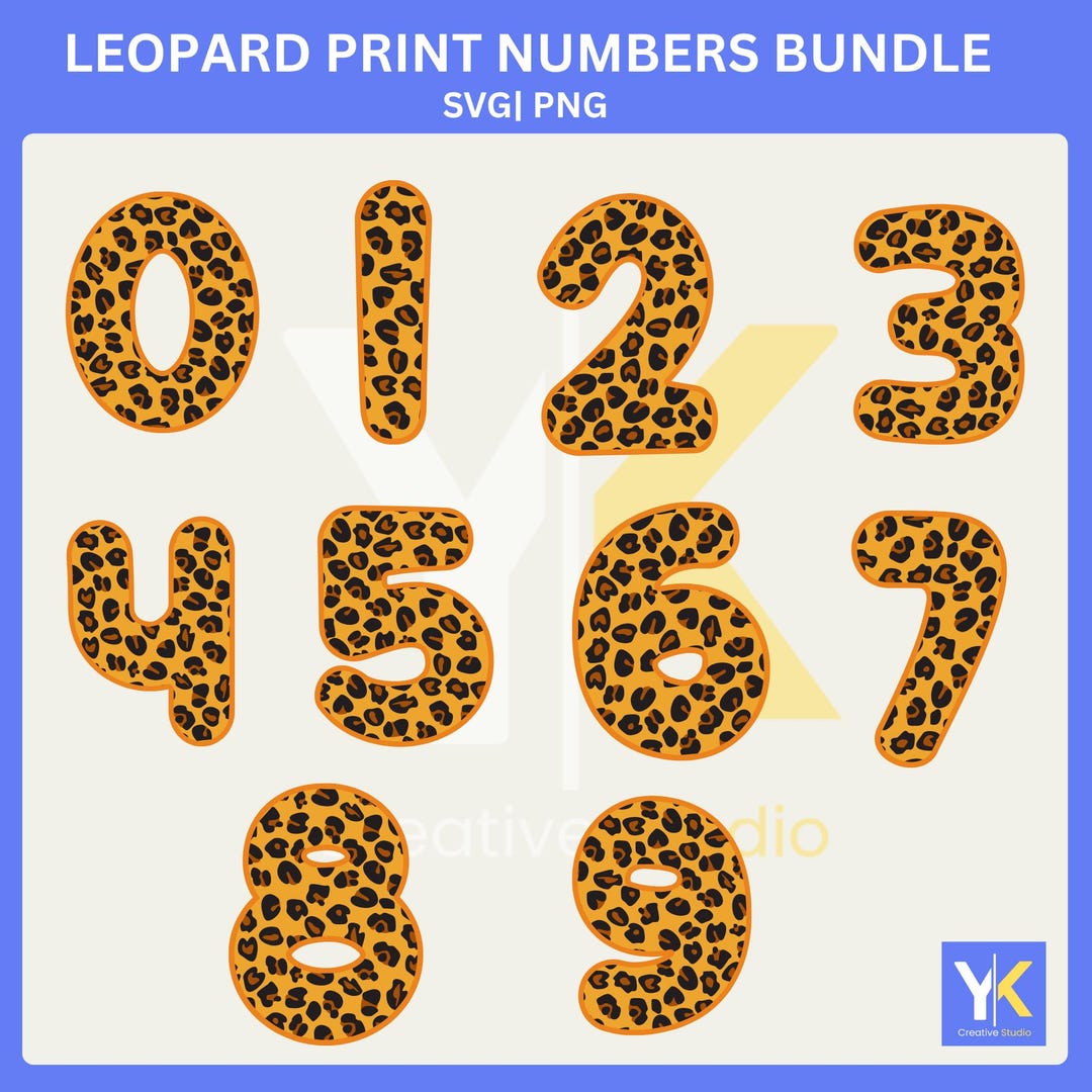 Leopard Print Numbers SVG Bundle | Animal Safari Cut Files - Etsy
