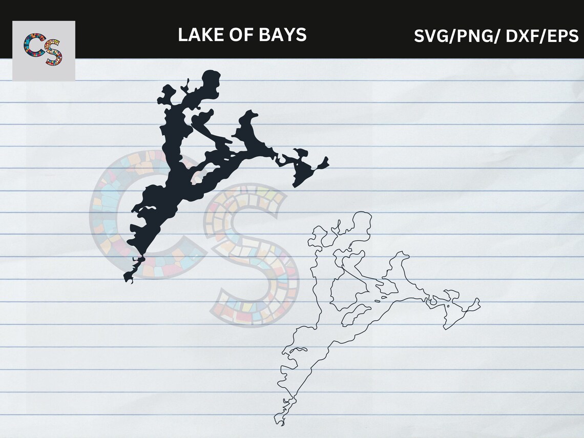 Lake of Bays Map SVG – Ontario Vector Cut File (digital File Set) - Etsy
