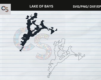 Drag Lake SVG Digital File Set Ontario Vector Outline Map Shape Ideal ...