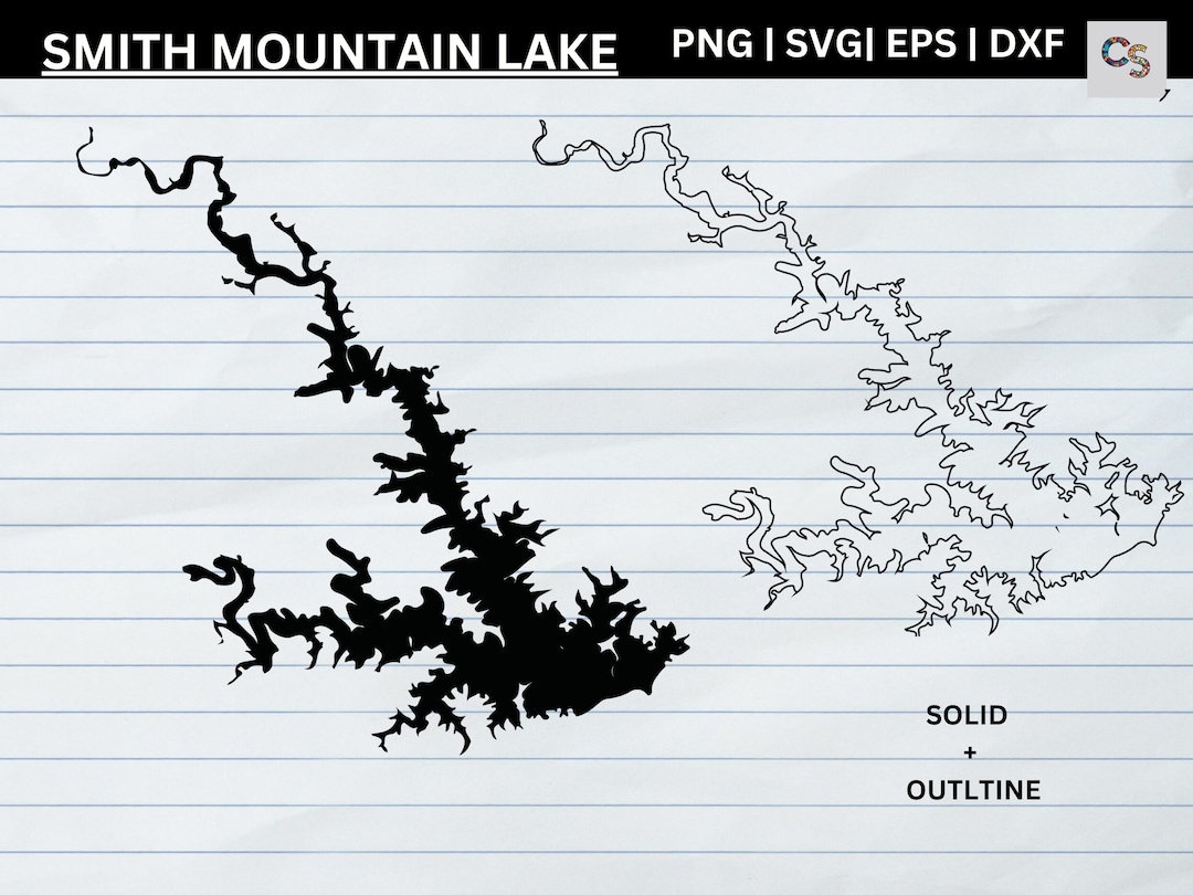 Smith Mountain Lake Virginia Vector Map Cut File, Print Ready SVG PDF ...