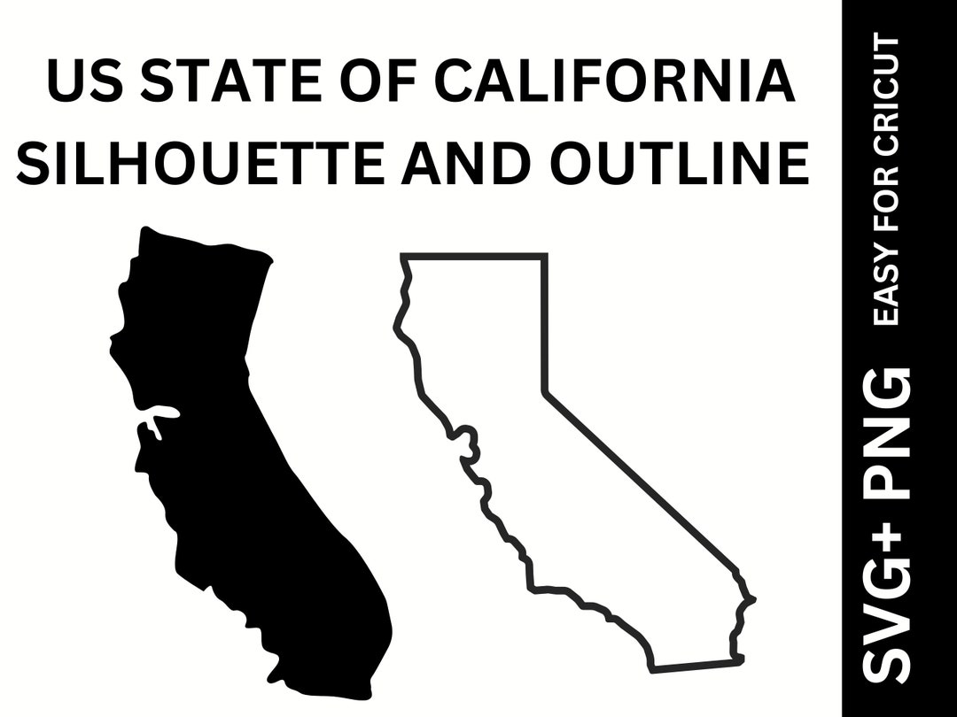 California State Silhouette and Outline - USA Digital Cut File - Etsy