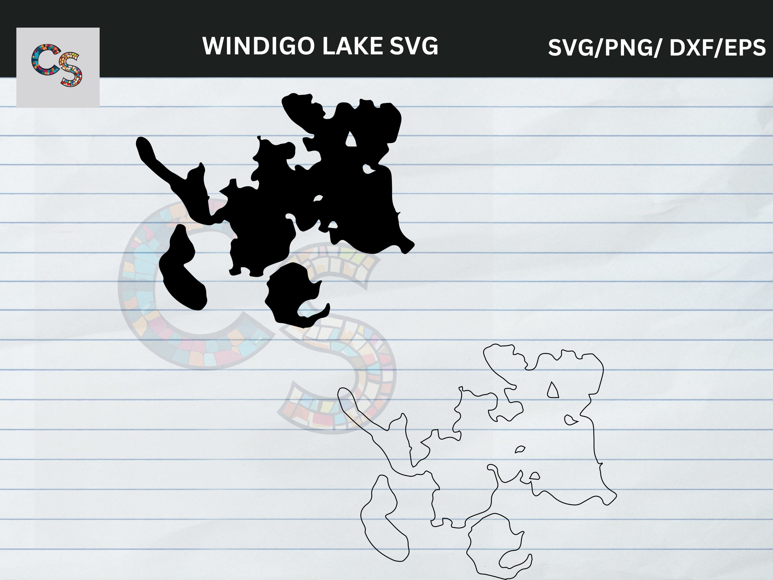 Windigo Lake SVG - Wisconsin Vector Map for DIY, Laser, Glowforge ...