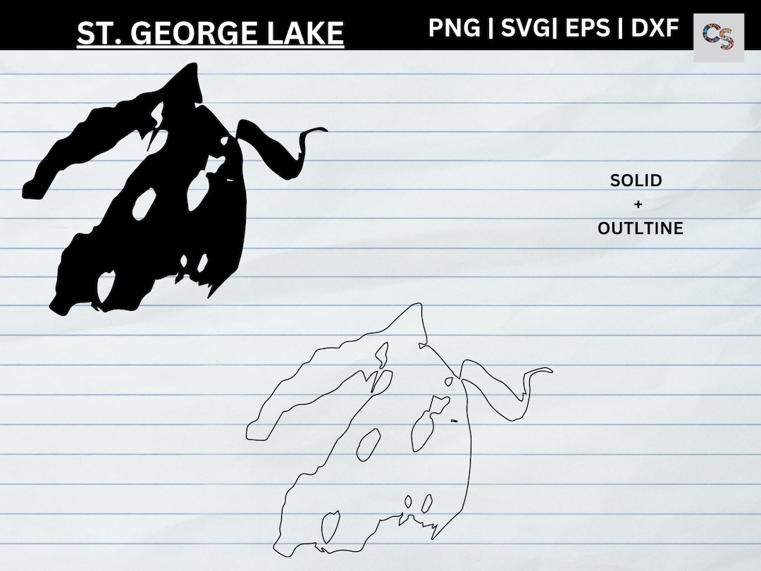 Lake St George SVG - Maine Outline Map for DIY Projects - Etsy