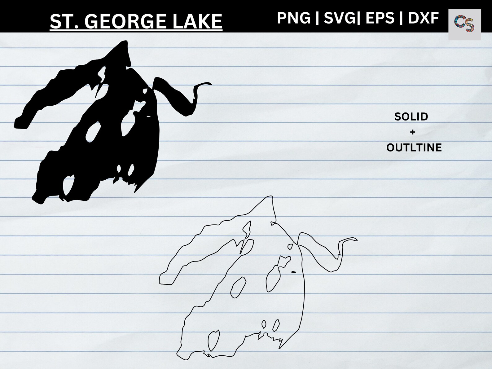 Lake St George SVG - Maine Outline Map for DIY Projects - Etsy