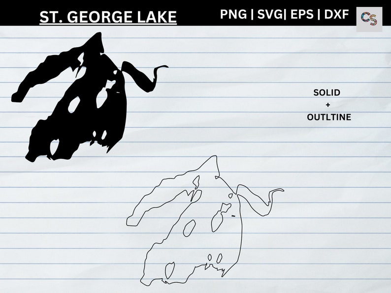 Lake St George SVG - Maine Outline Map for DIY Projects - Etsy