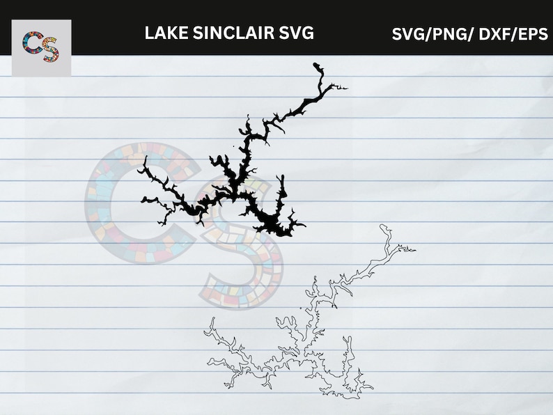 Lake Sinclair SVG Digital File Set Georgia Map Shape for DIY, Laser ...