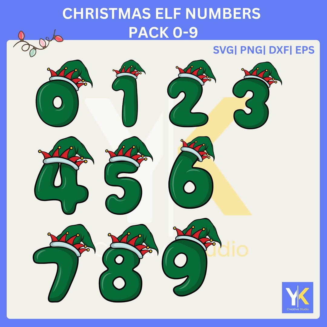 Christmas Elf Number Pack SVG | Cute Elf Numbers 0–9 | Holiday Number ...