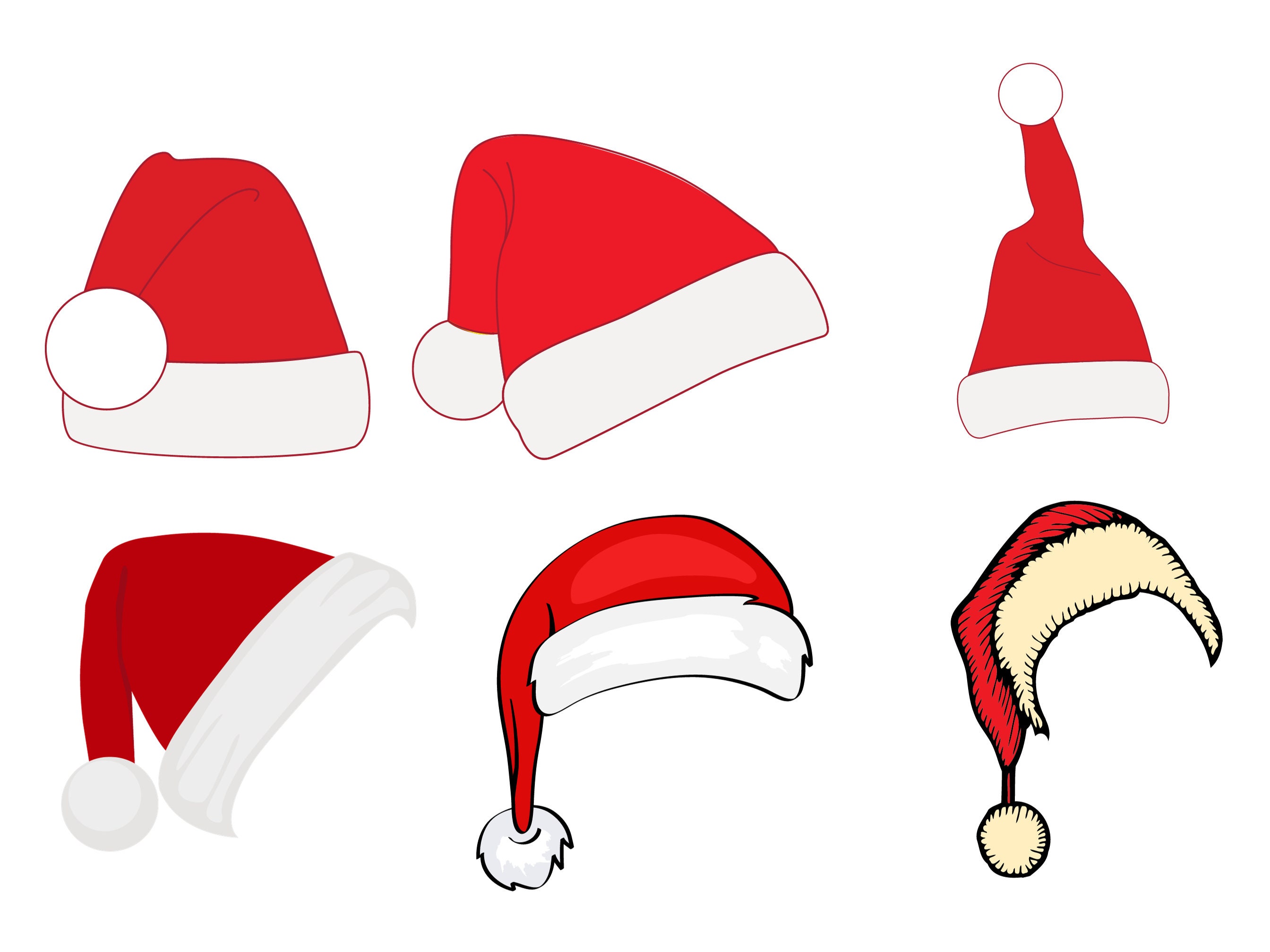 24 Santa Hat SVG Bundle - Christmas Clipart, Santa Cap Vector Set - Etsy