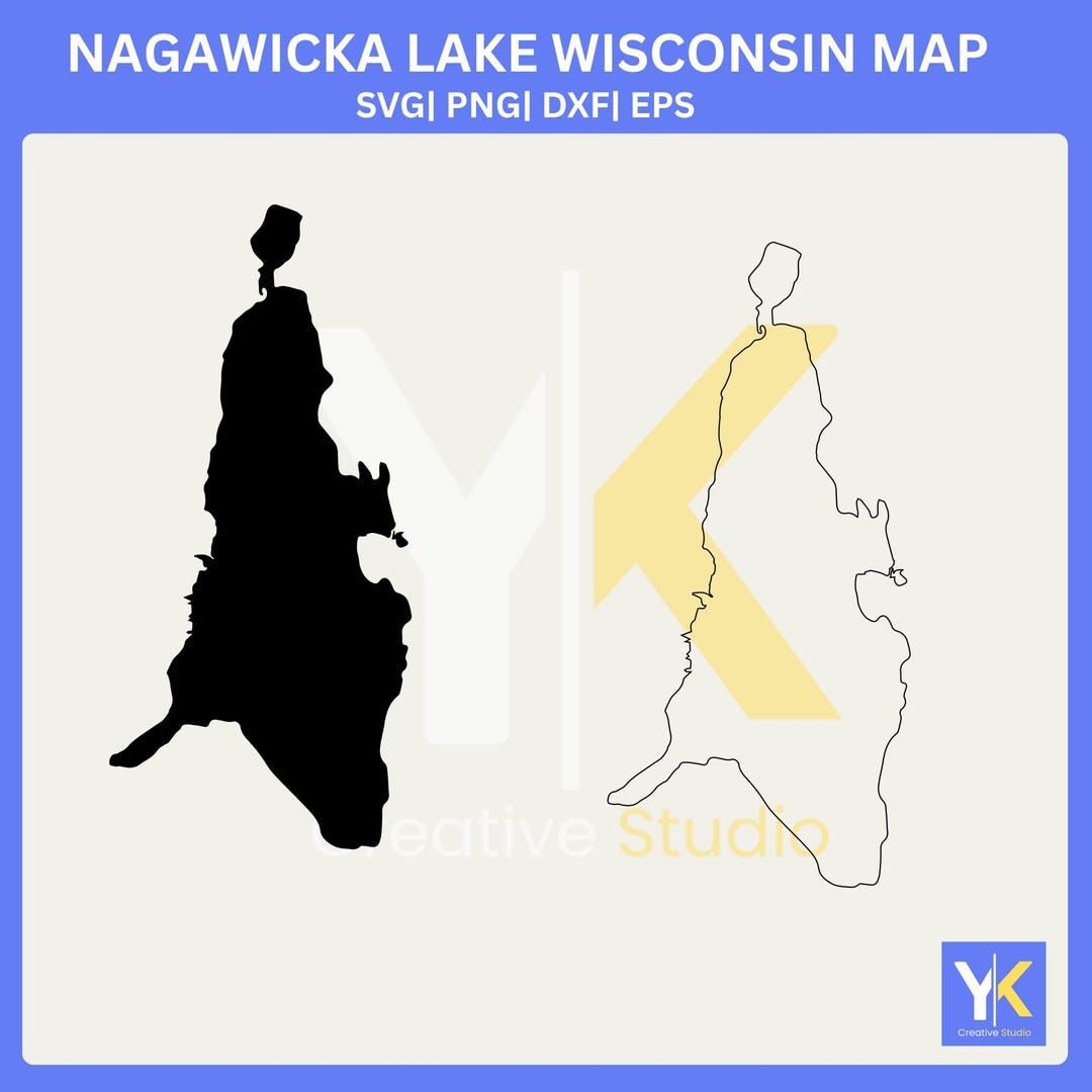 Nagawicka Lake WI Map SVG | Lakehouse Decor Cut File (digital Download ...