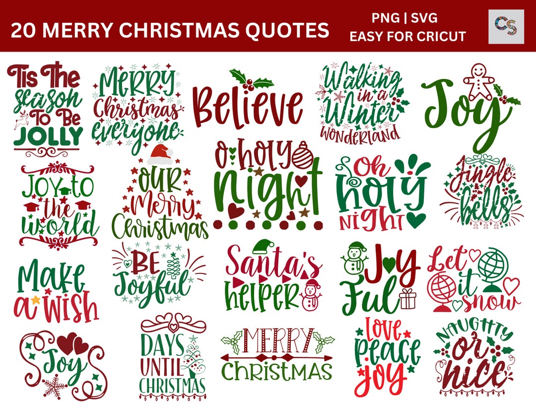 Printable Merry Christmas Quotes SVG for Cricut - Love, Joy, Peace ...